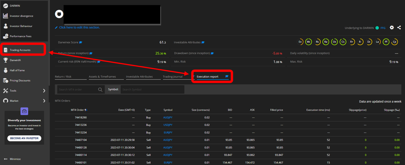 Execution Report Section