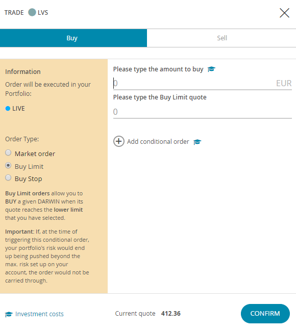 Pending orders in DARWINs
