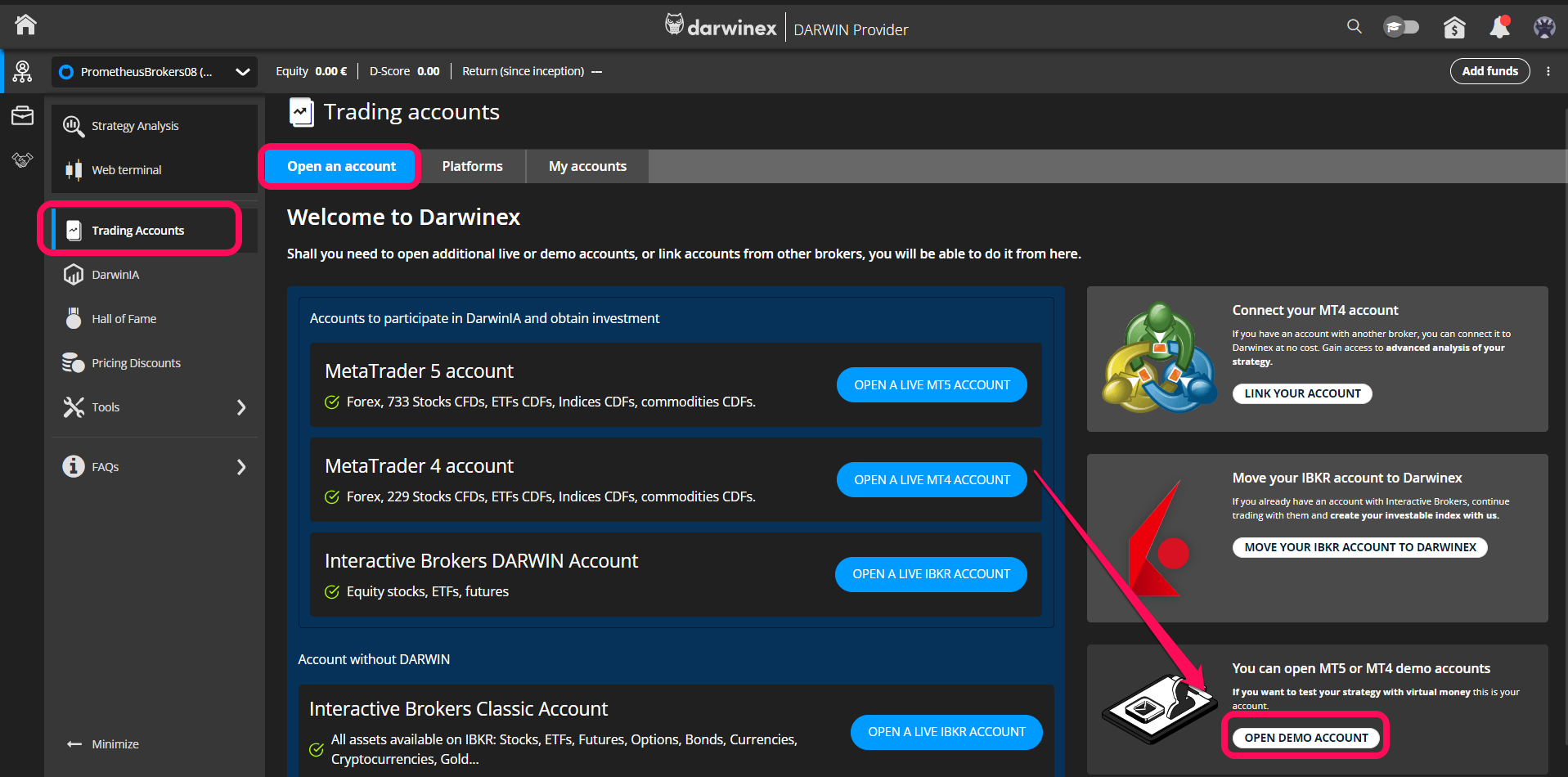 How to open and use demo trading accounts